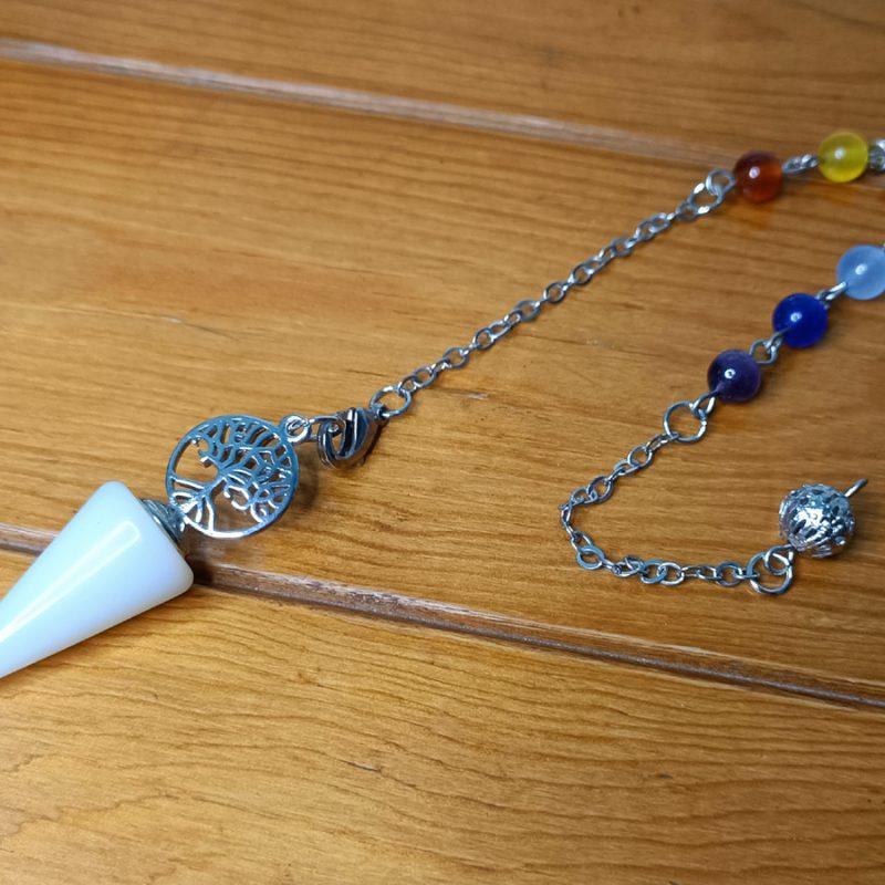 【Dowsing Pendulum】 Natural Stone Crystal Pendulum with Tree of Life and ...