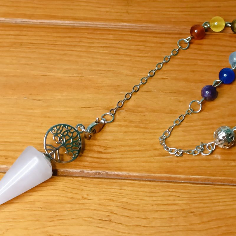 【Dowsing Pendulum】 Natural Stone Crystal Pendulum with Tree of Life and ...